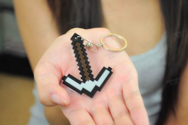 8-Bit Pixel Pickaxe Keychain - Trinket Slot